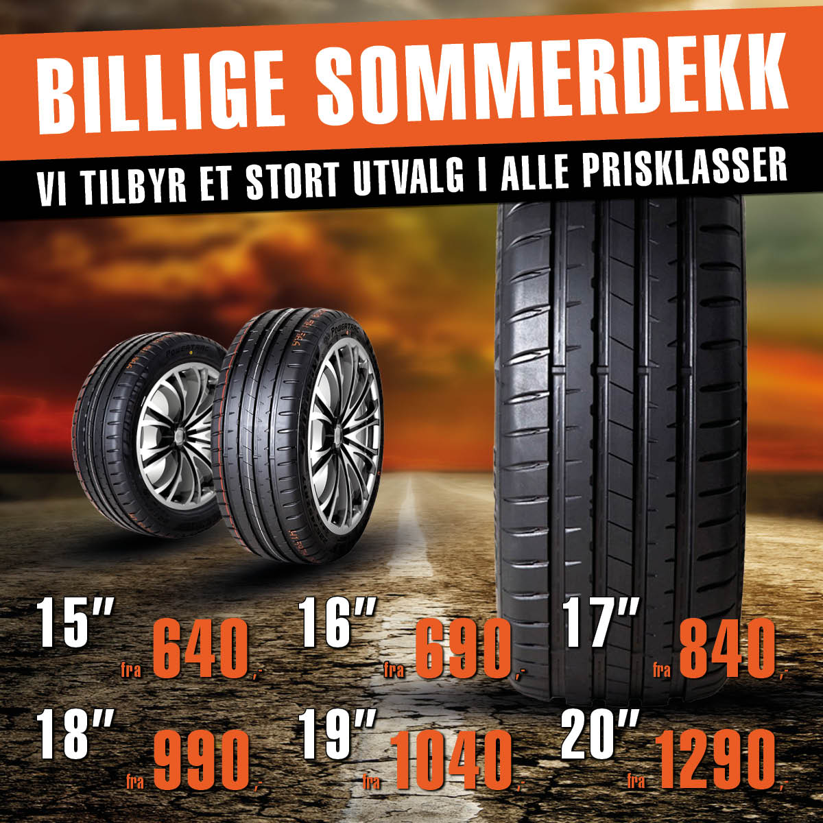 Sommerdekk - vi har fantastiske priser på dekk til alle typer biler